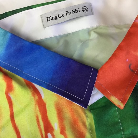 Ding Ge Fu Shi | Shirts | Men Long Sleeve Hidden Button Abstract Shirt ...